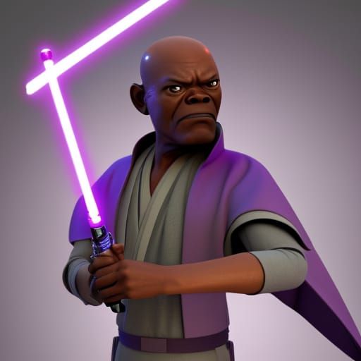 jedi, holding purple lightsaber, samuel l jackson, Pixar, Disney ...