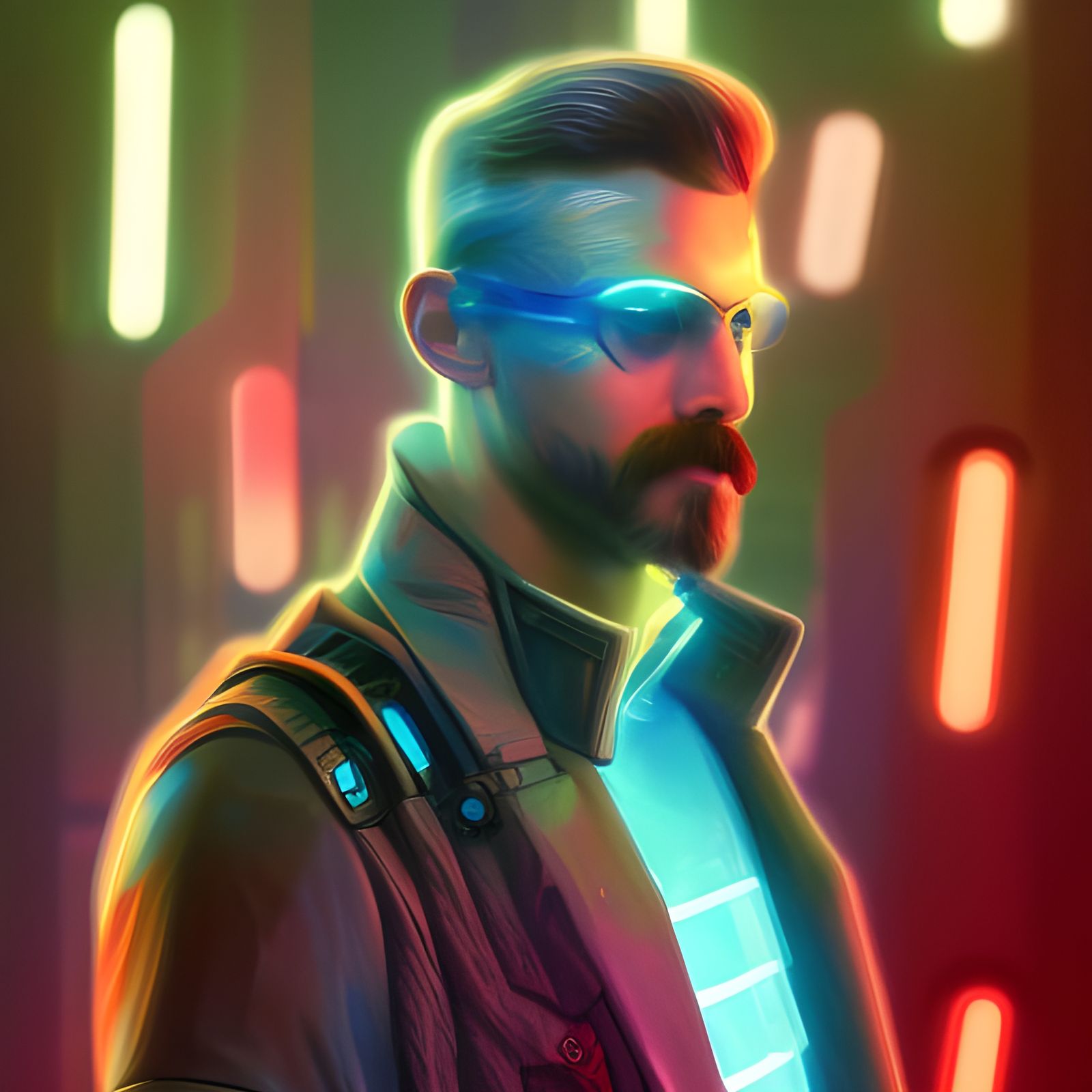 Hackerman Mustache You a Question - AI Generated Artwork - NightCafe Creator