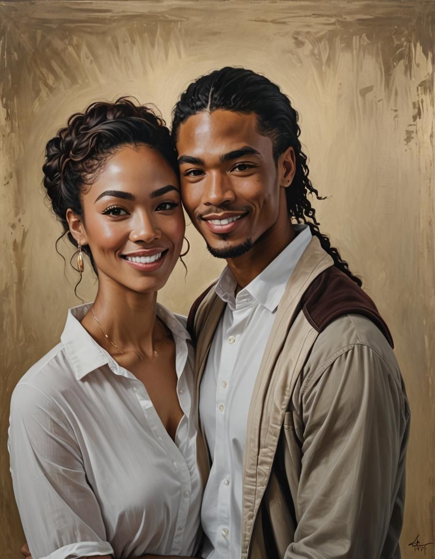 A beautiful mixed race couple pose for a loving portrait - AI Generated ...