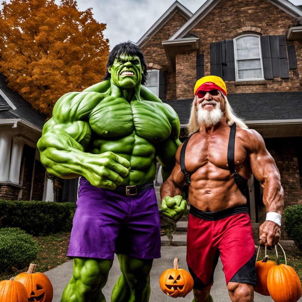 The Incredible Hulk and Professional Wrestler Hulk Hogan Trick or ...
