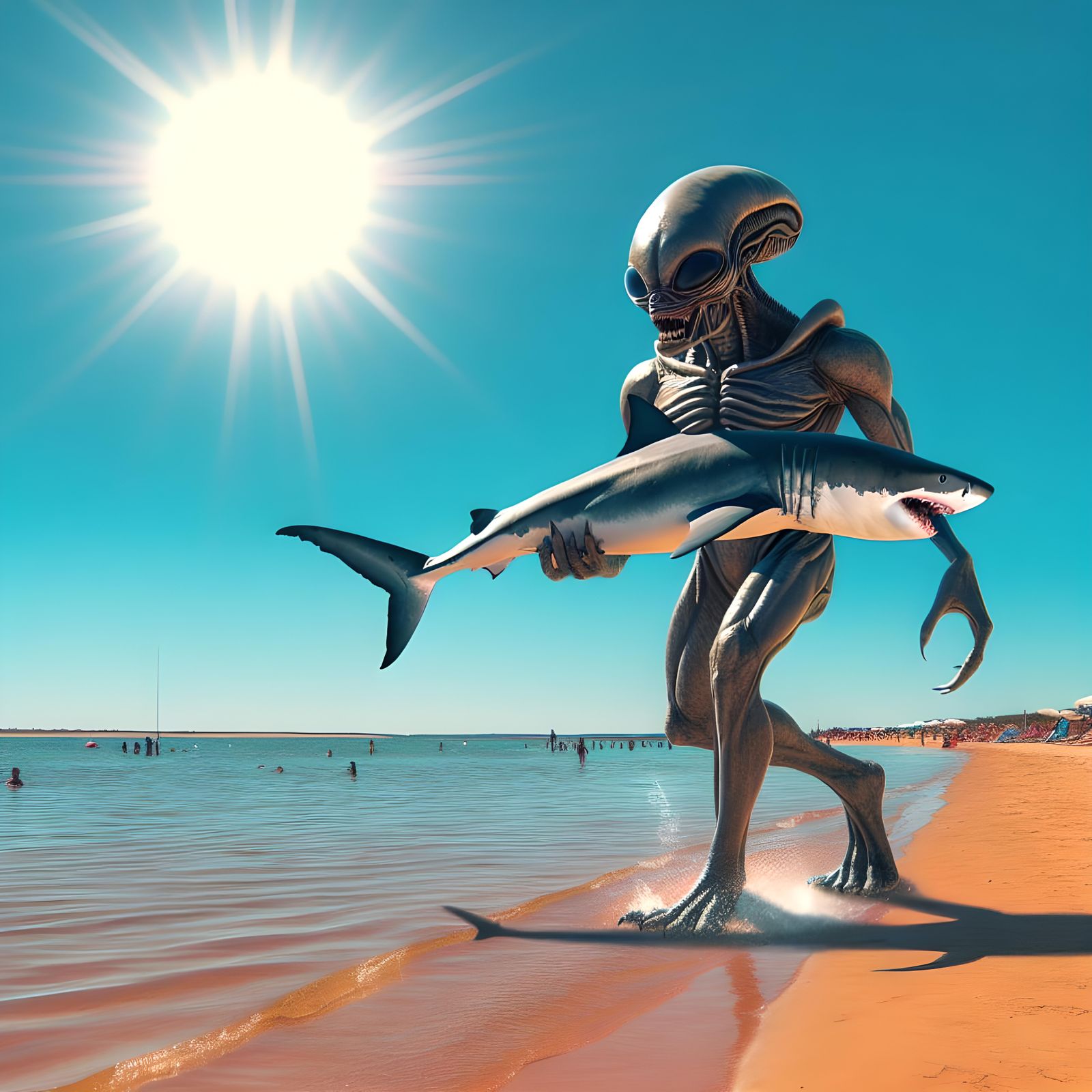 “Alien Shark Eaters - I wanted CRAB, not shark!” - AI Generated Artwork ...