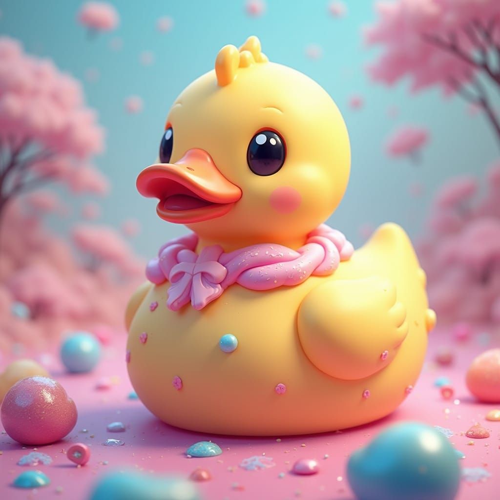 Kawaii duck - Kawaii Duck in Whimsical Candy Art