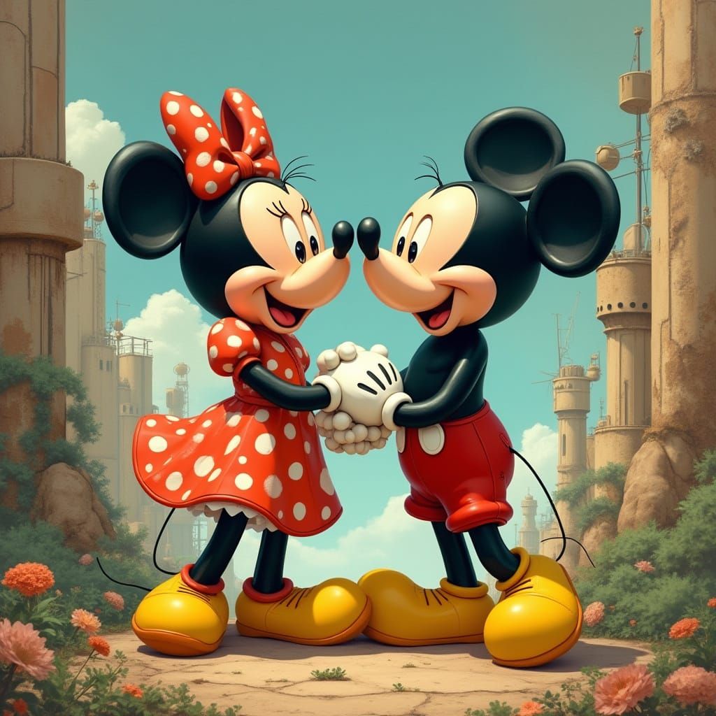 Mickey Mouse and Minnie Mouse in Retro-Futuristic ... - AI Art