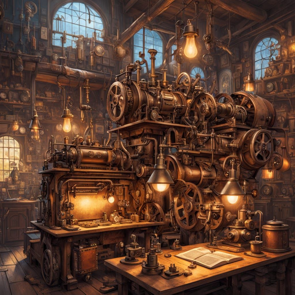 The Lab - Inventors in a Cluttered Steam Punk Workshop
