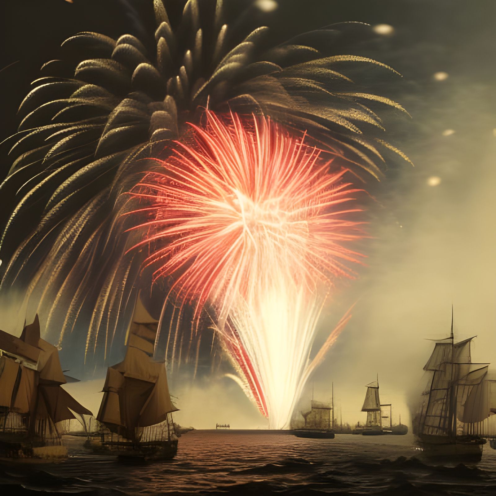 big fireworks display on July 4th 1777 in New England-8K-5D-VERY ...