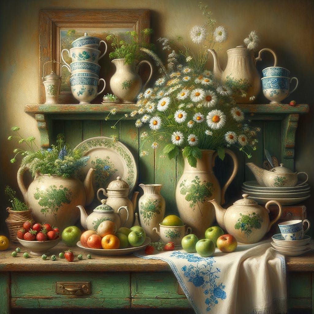 The vintage kitchen shelf scene - Vintage Country Cottage Ki...