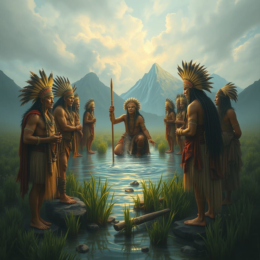 indigenous tribe - Primitive Tribespeople Surround a Lush O...