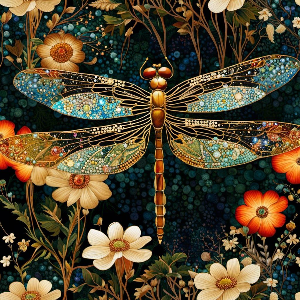 Jeweled Dragonfly - AI Generated Artwork - NightCafe Creator