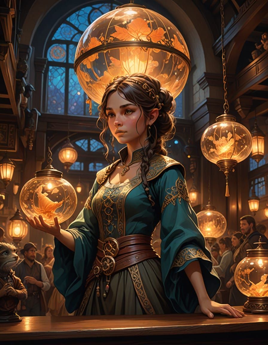 Fantasy Girl - Enchanting Tavern Scene in Whimsical Fantasy ...