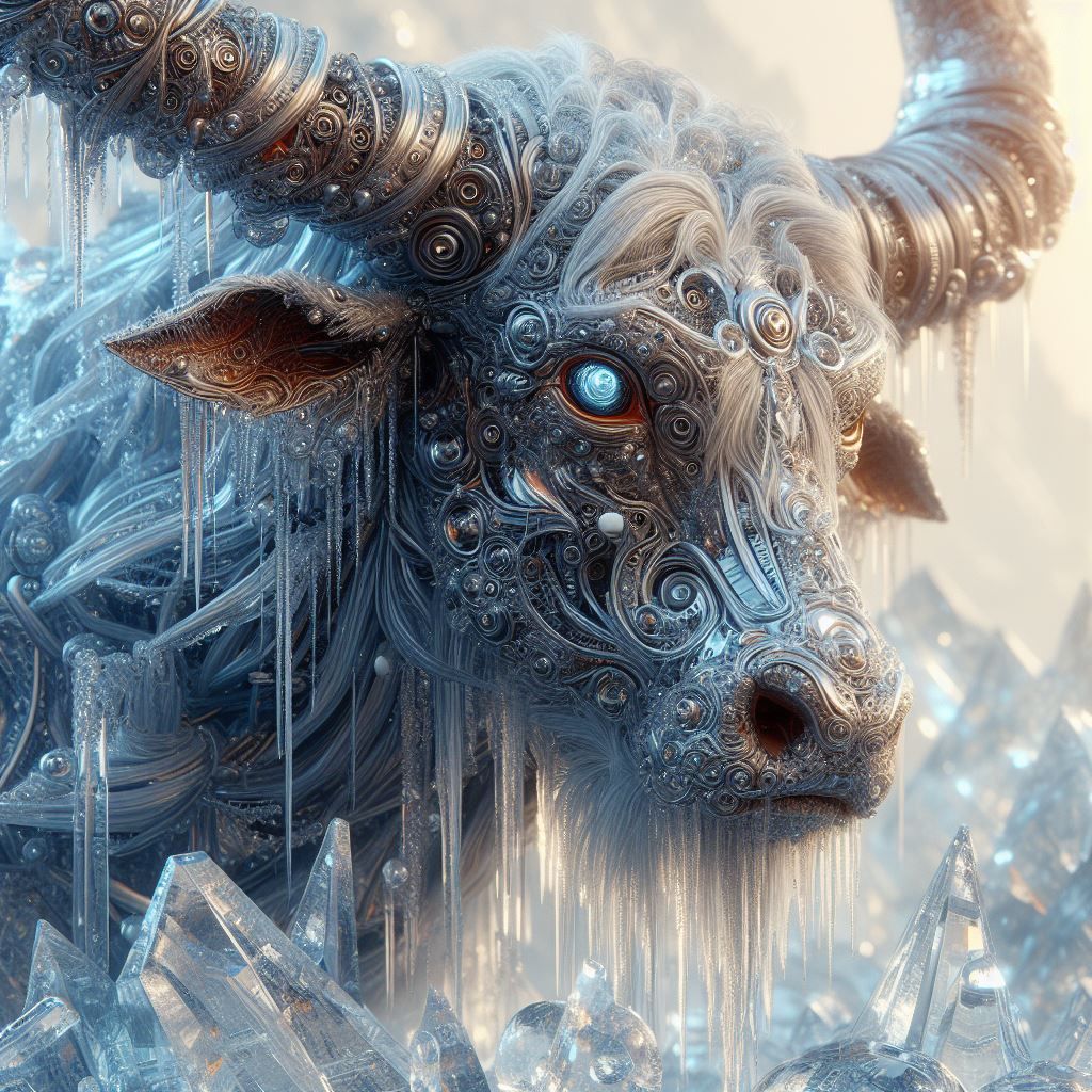 Mechanical Ice Yak Sculpture - AI Generated Artwork - NightCafe Creator
