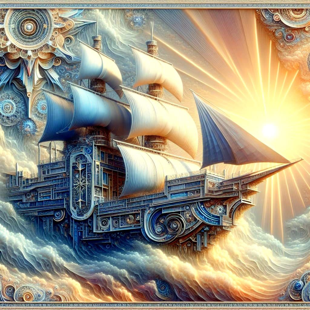 Michelangelo inspired mystical ancient Mech warship