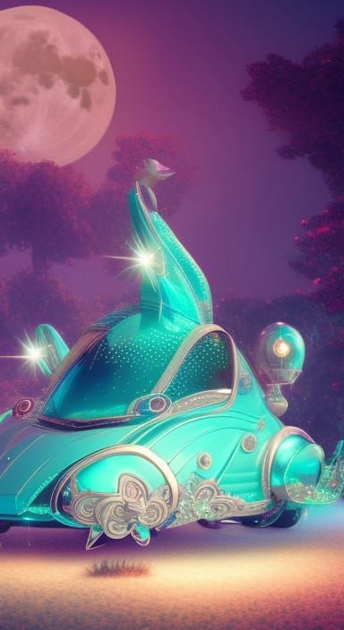 Hyper Blue Flying Fairy Car - AI Generated Artwork - NightCafe Creator