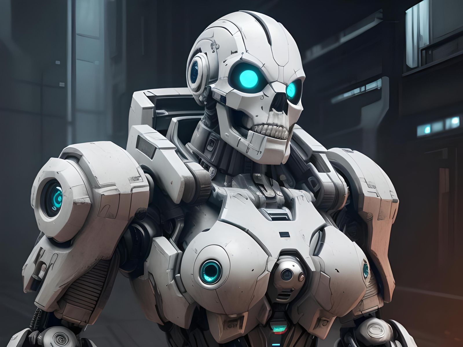 Human sized mech with white skull face/mask - AI Generated Artwork ...