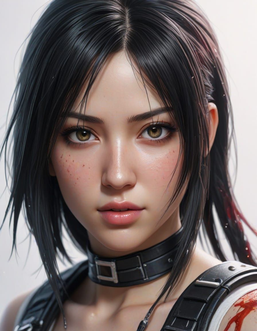 Tifa - Ethereal Tifa Lockhart Calligraphy Portrait in Pastel...