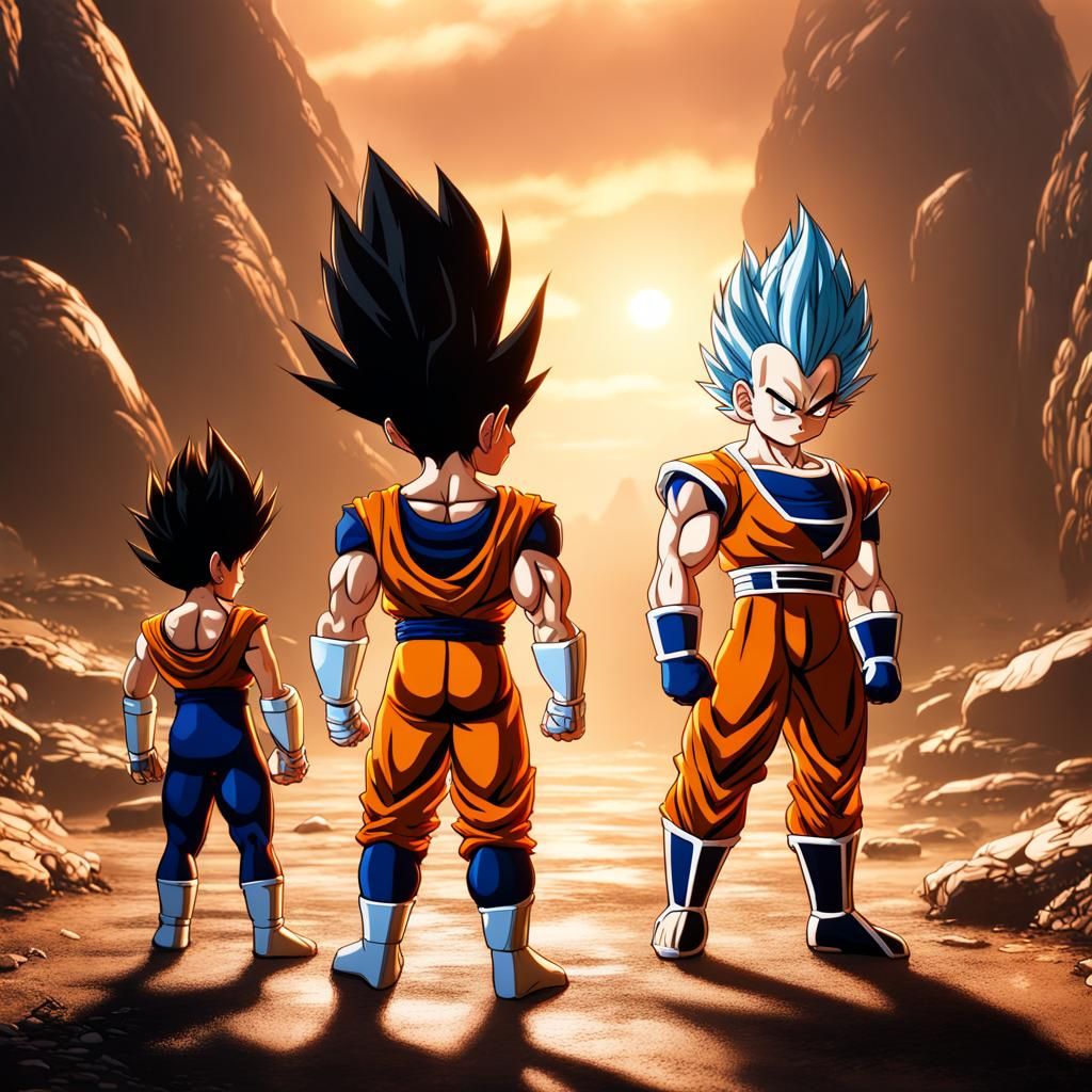 little baby Kakarot, and little vegeta and little Tarble younger ...