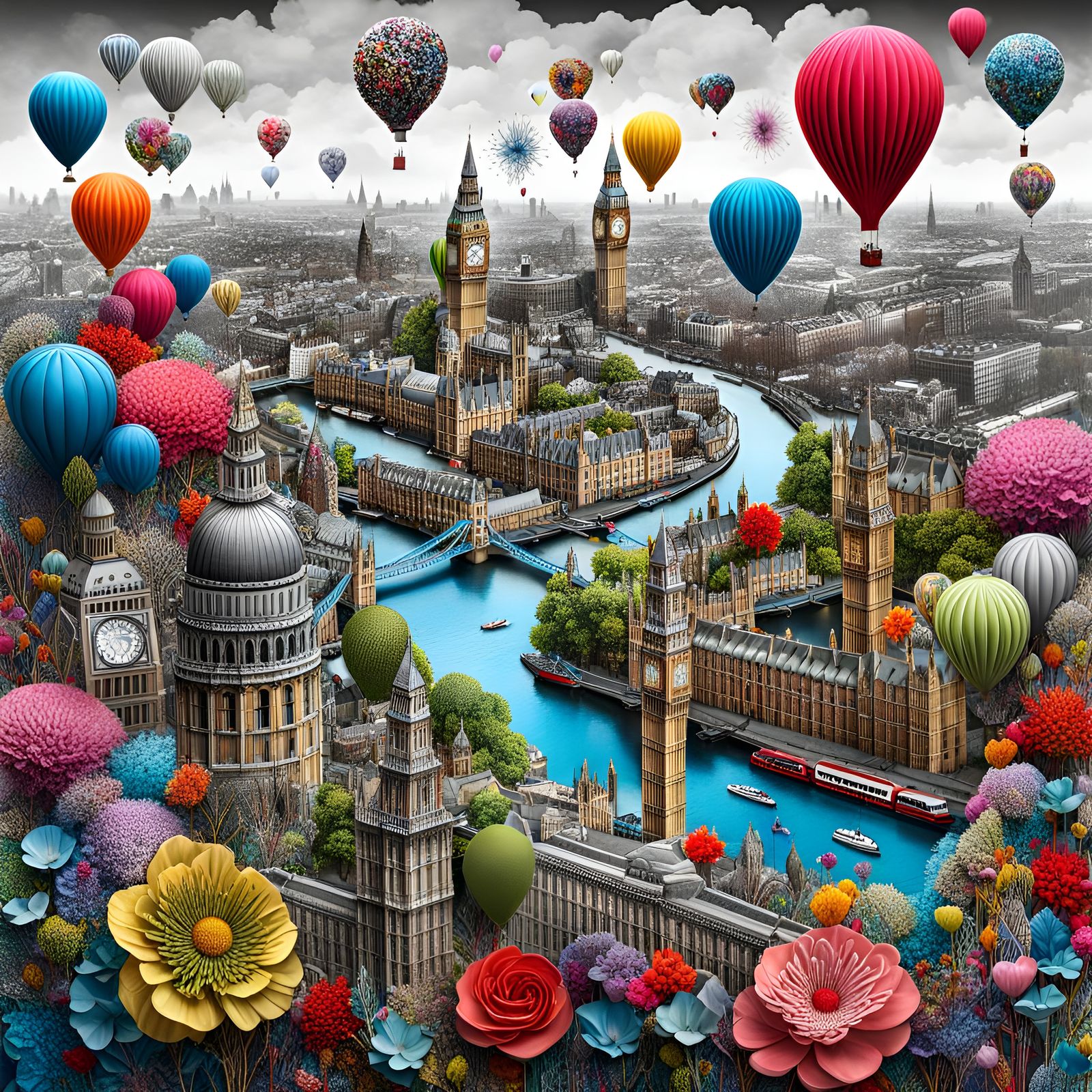 3D Collage Map of Imaginary London (art cartography) - AI Generated ...