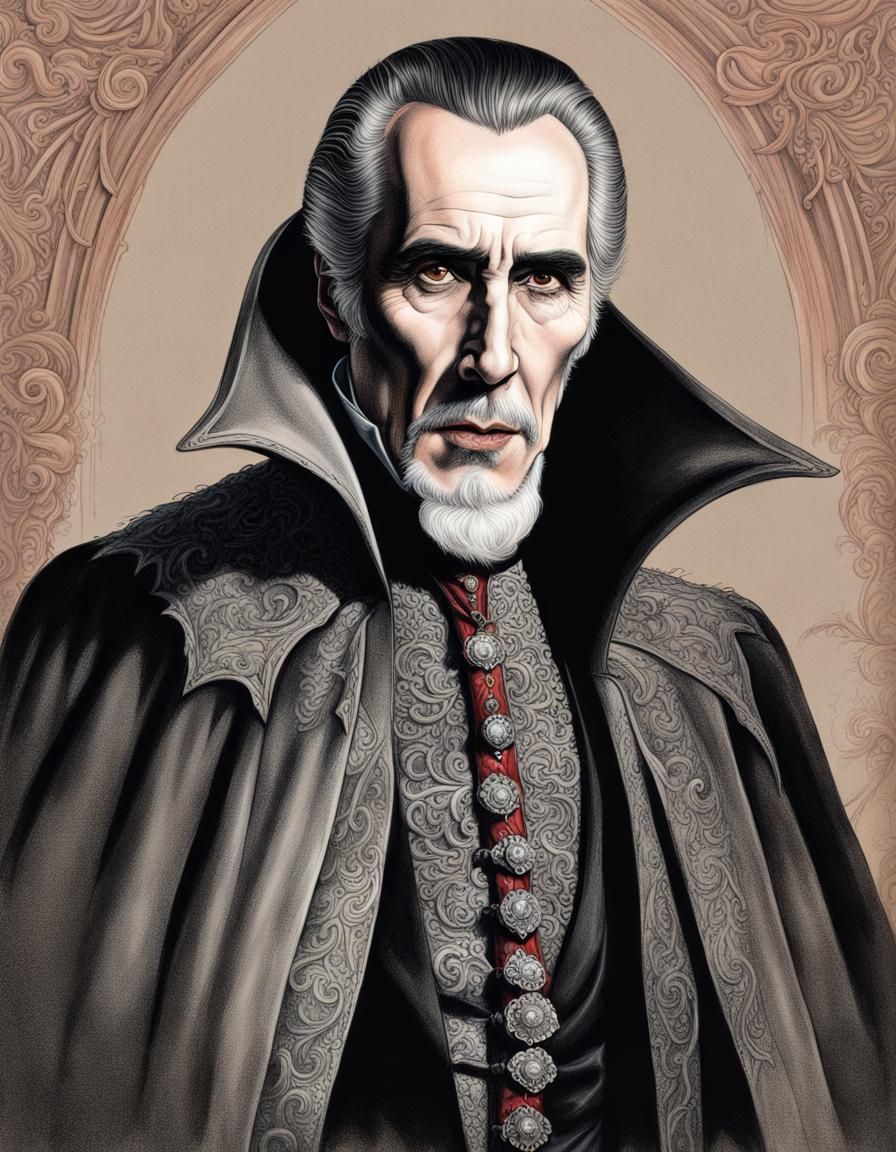 Christopher Lee as Dracula. with Beard - AI Generated Artwork ...