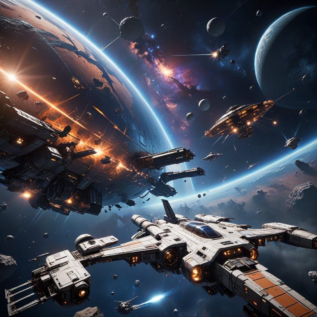 A vibrant and dynamic scene of a sprawling galaxy filled with ...