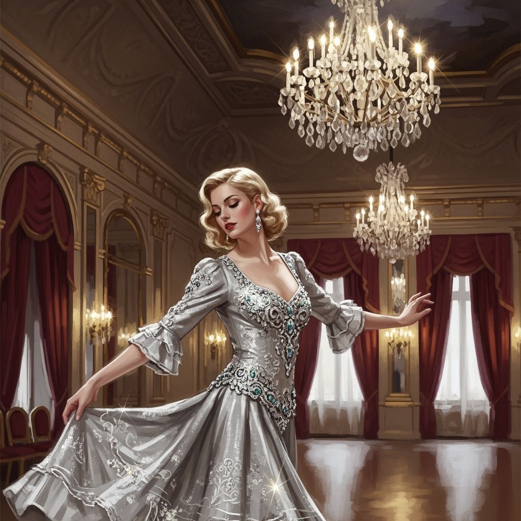 Elegant Woman Dancing in Ballroom, Art Nouveau Sty... - AI Art