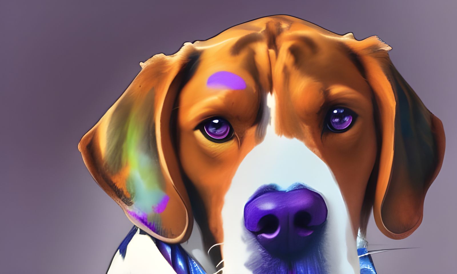 Brown and White Purple Adorable Eyed Beagle - AI Generated Artwork ...
