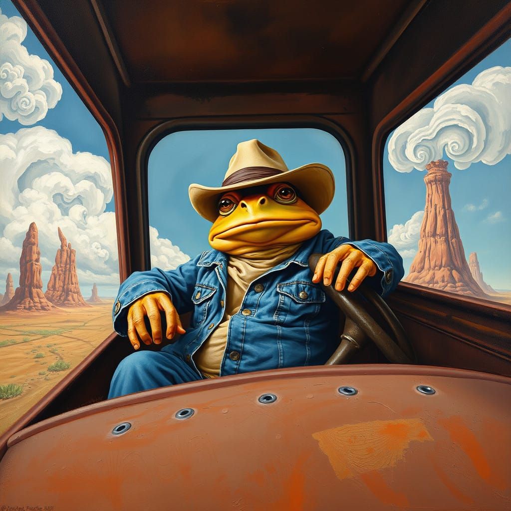 Toad Truck Driver - Surrealist Toad Truck Driver in a Meltin...