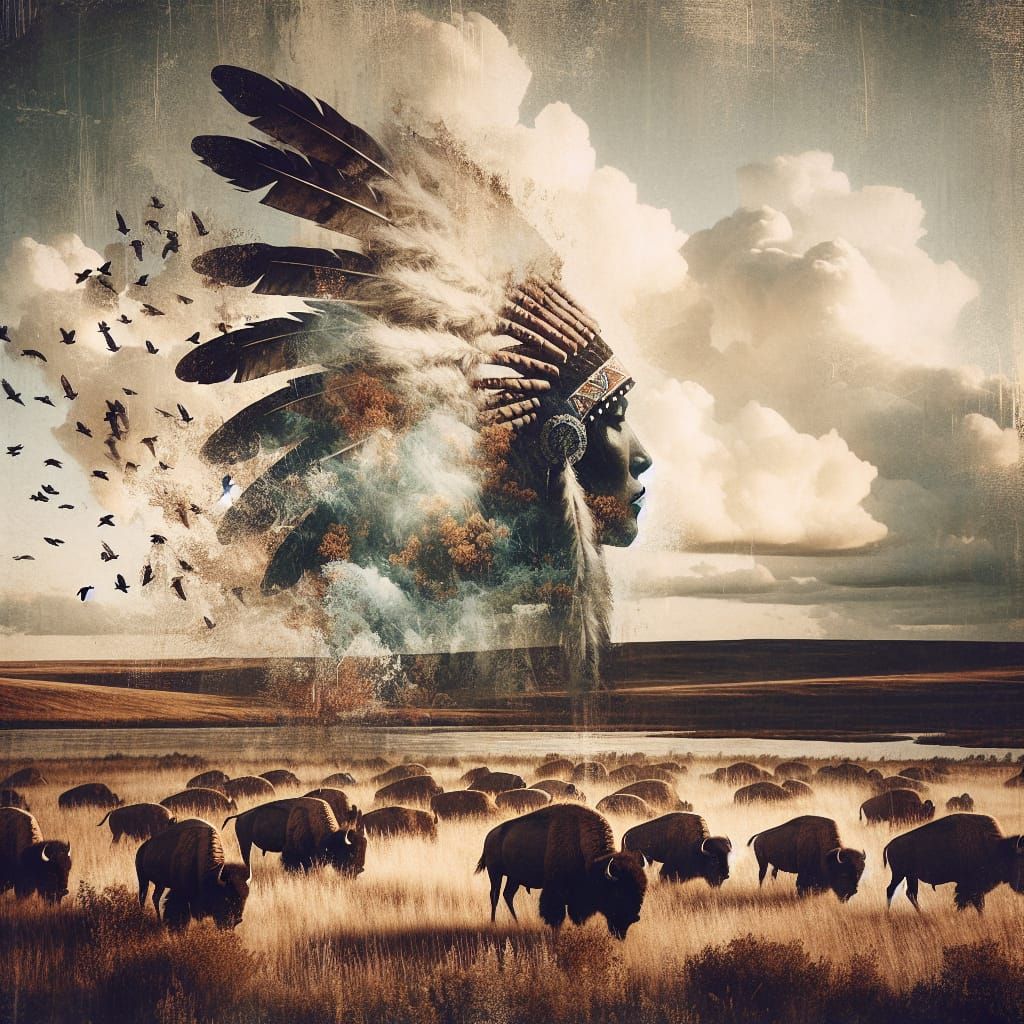 Echoes of a forgotten past - Bison Herd Meets Feathered Spir...