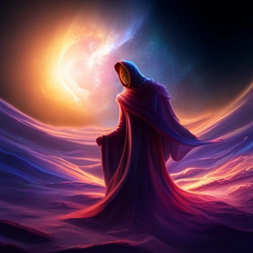 Cloaked cosmic figure - AI Generated Artwork - NightCafe Creator