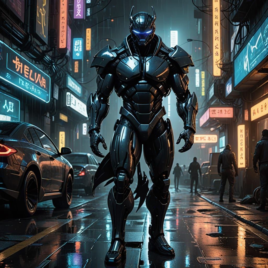 Cyborg police officer on patrol - Dystopian Cyborg Patrollin...