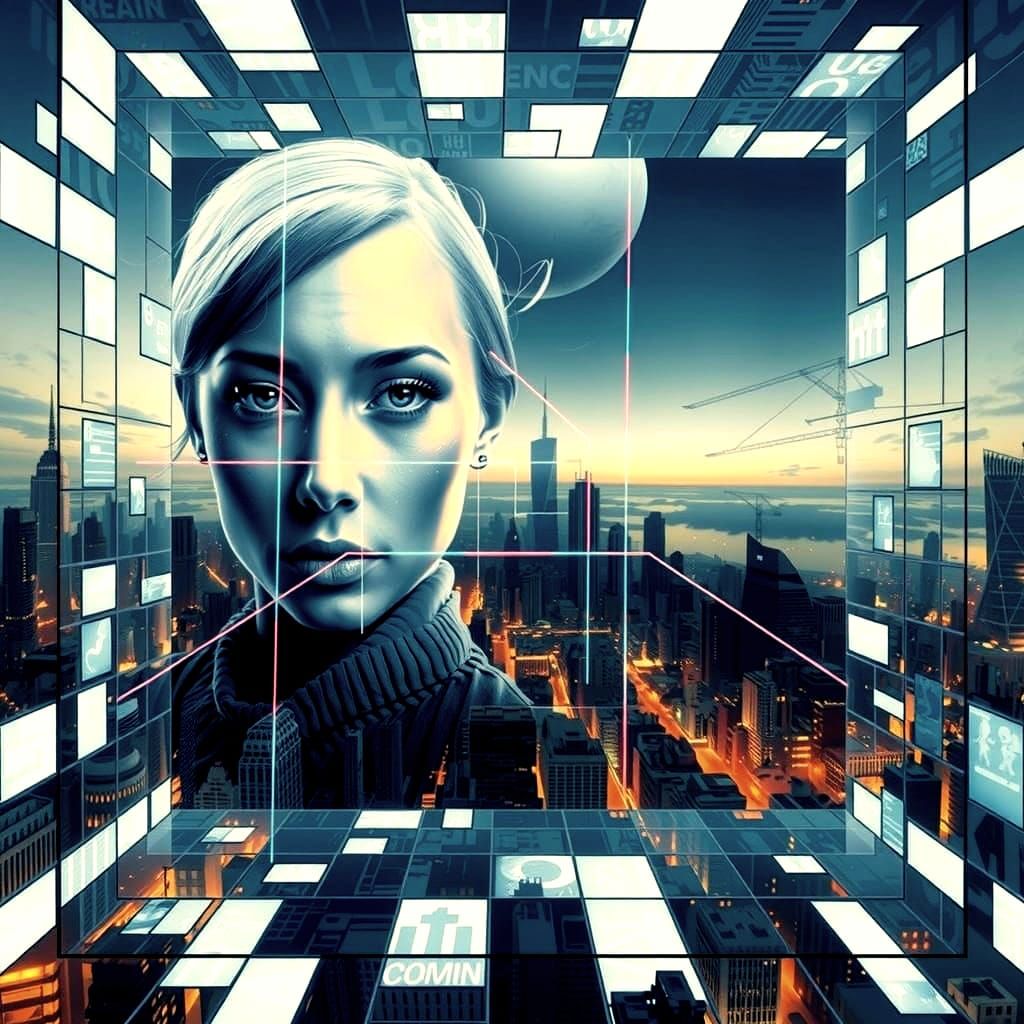 Calligram of Woman Formed From Text - AI Art