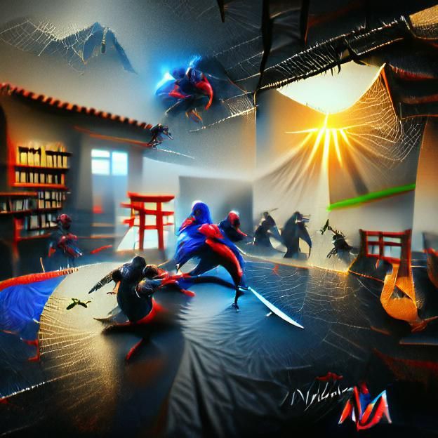 Spider-man vs ninjas 2 - AI Generated Artwork - NightCafe Creator