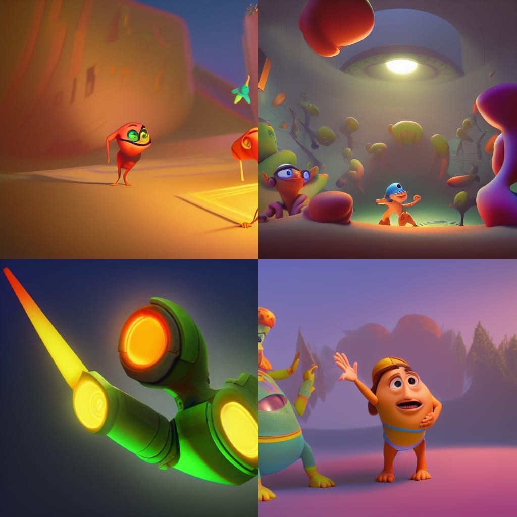 Pixar stuff - Animated War Scene in Pixar Style, 3D Art