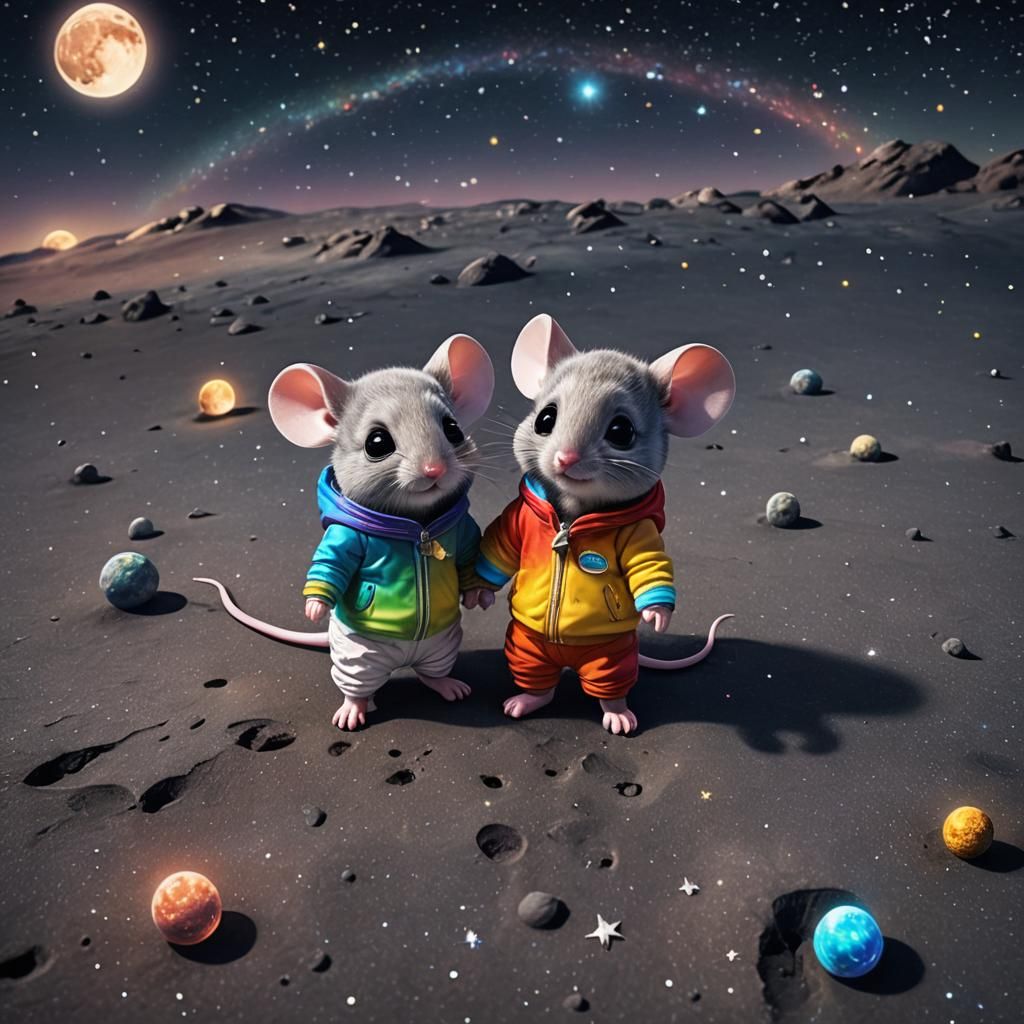 Photograph, hyper-realistic, Gay chibi Mouse married his chibi mouse ...