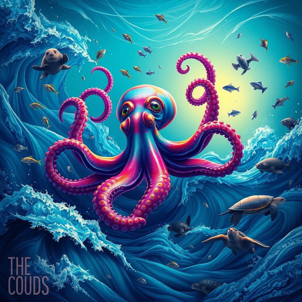 Vibrant Octopus Dancing in Oceanic Dreamscape - AI Art