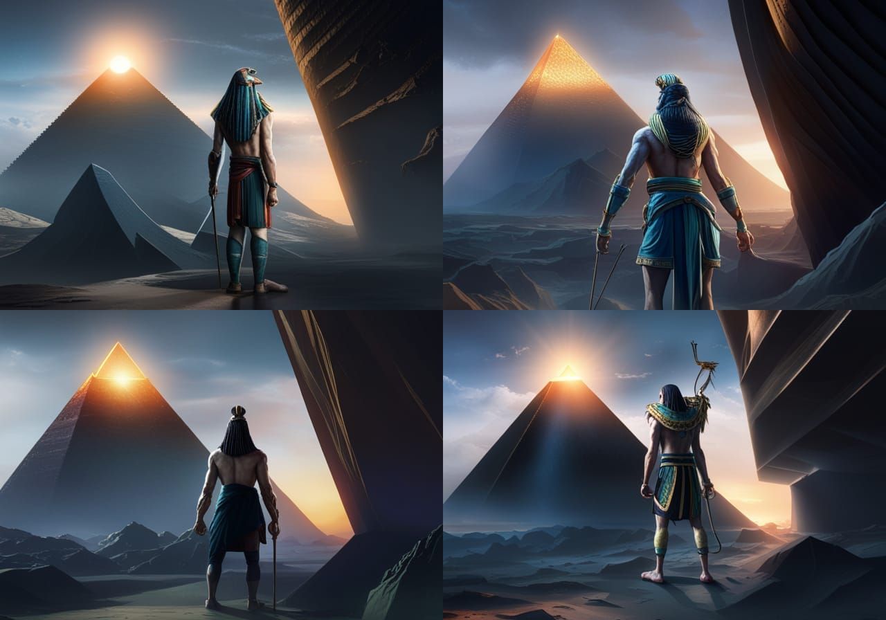 god Thoth standing front of Giza pyramid detailed matte painting, deep ...