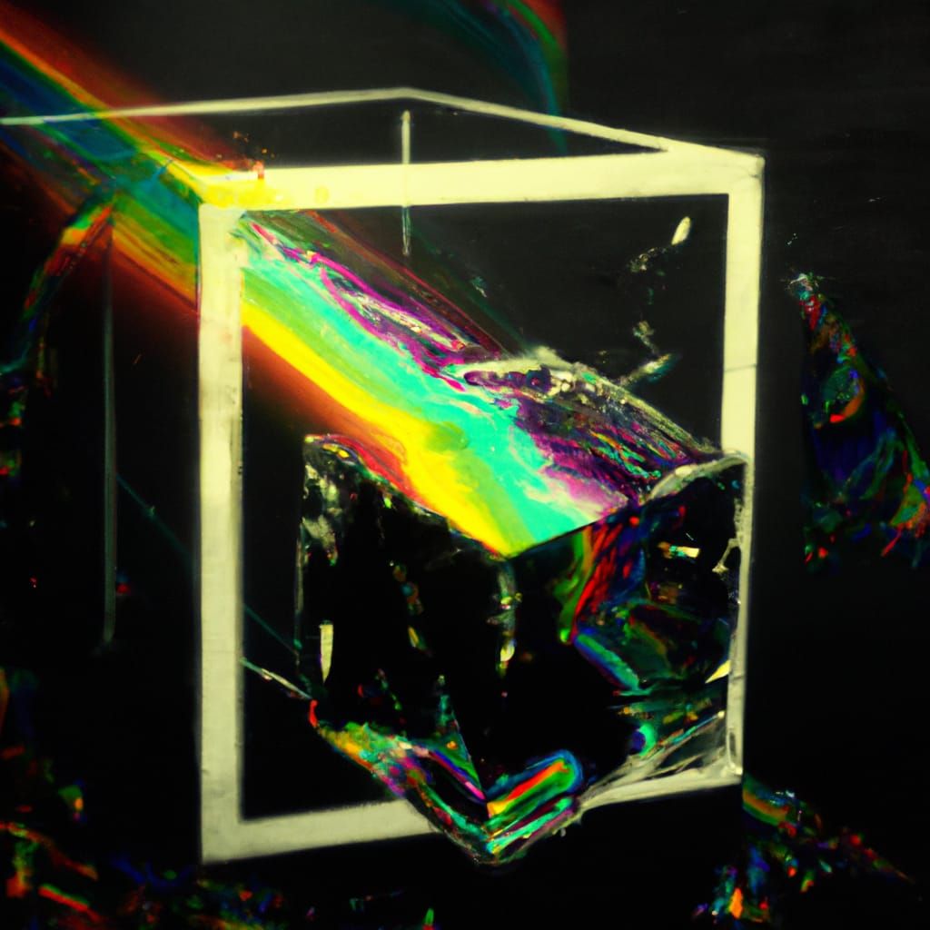 the shot of a psychedelic prism inside of a cube glass, CGSociety ...