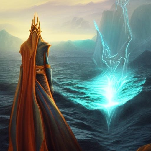 From Quenta Silmarillion. Ulmo looks out at Thangorodrim as the host of ...