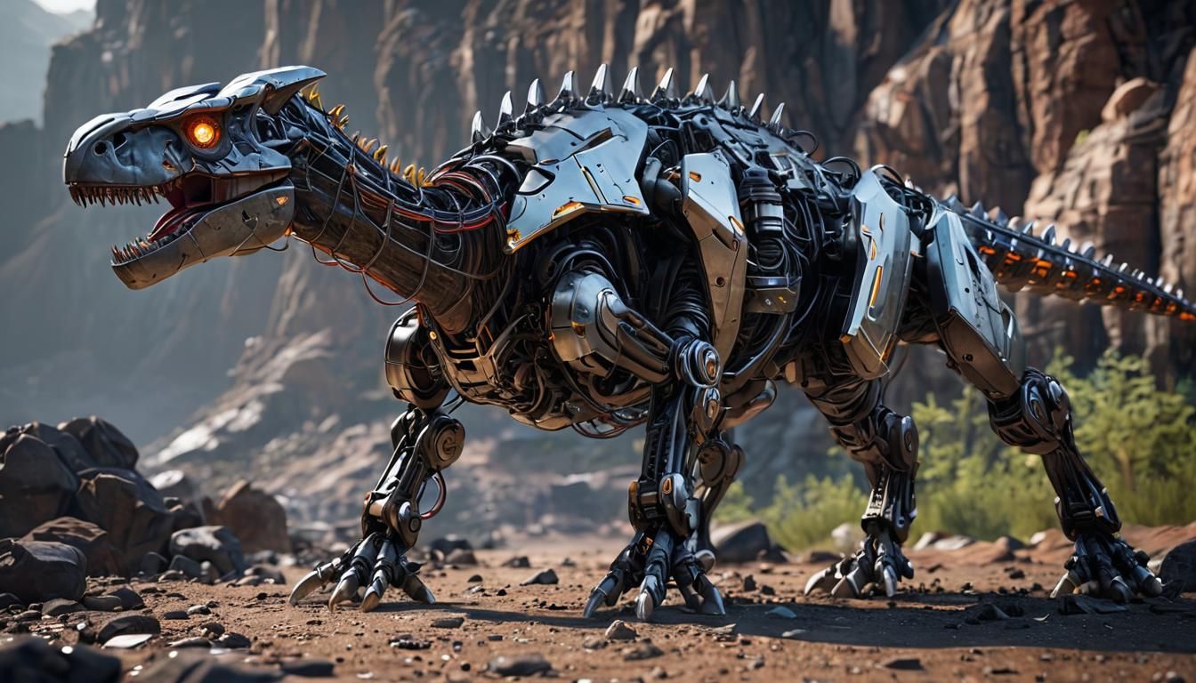 Cyborg dinosaur - AI Generated Artwork - NightCafe Creator