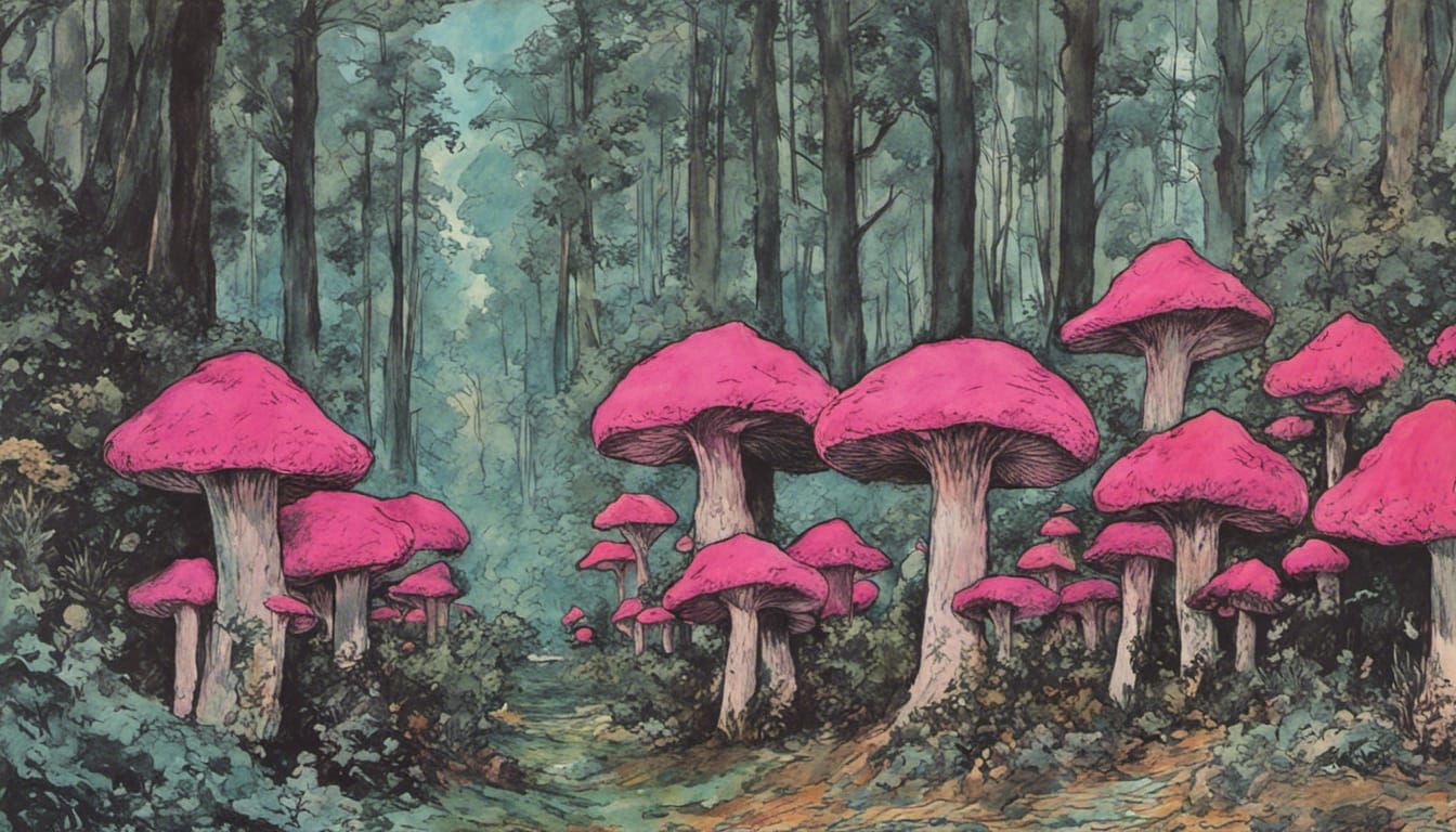 The Magenta Mushrooms - AI Generated Artwork - NightCafe Creator