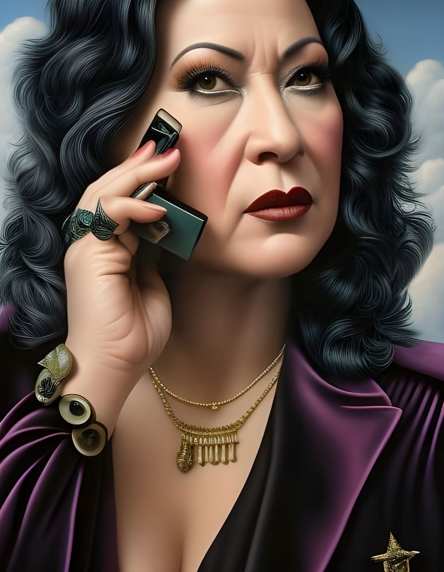 Jennifer Tilly making a call - AI Generated Artwork - NightCafe Creator