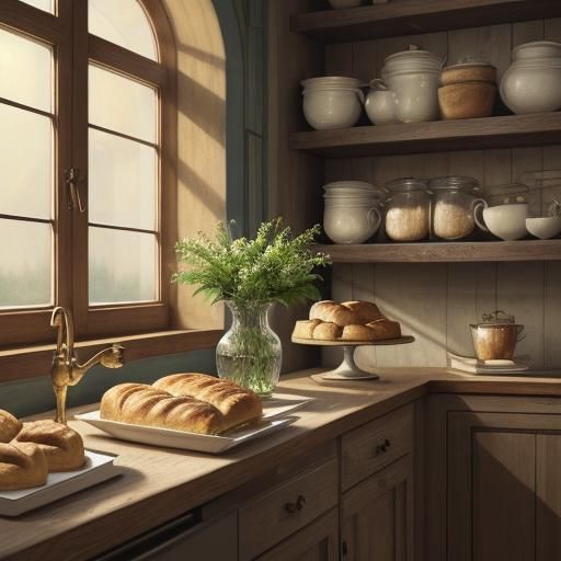 A beautiful of bakery - Warm Bakery Scene in Traditional Rea...