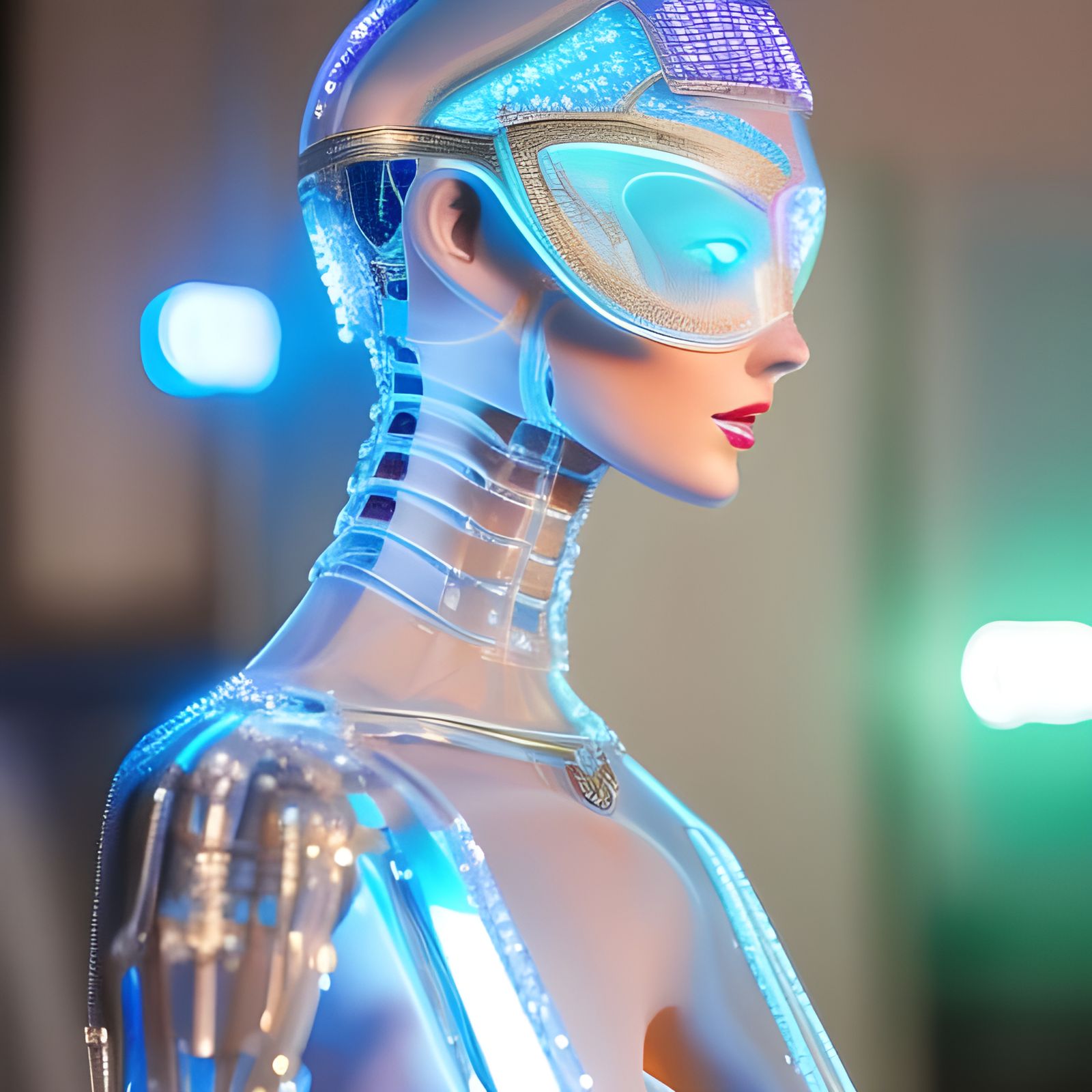 Insanely detailed elaborated beautiful Transparent goddess robot made ...