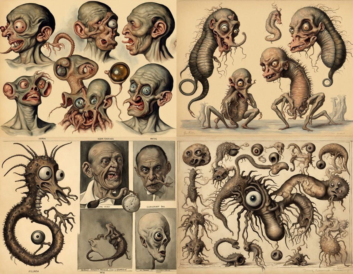 Grotesque Cyberpunk Hybrid Creature in a 1940s Lab... - AI Art