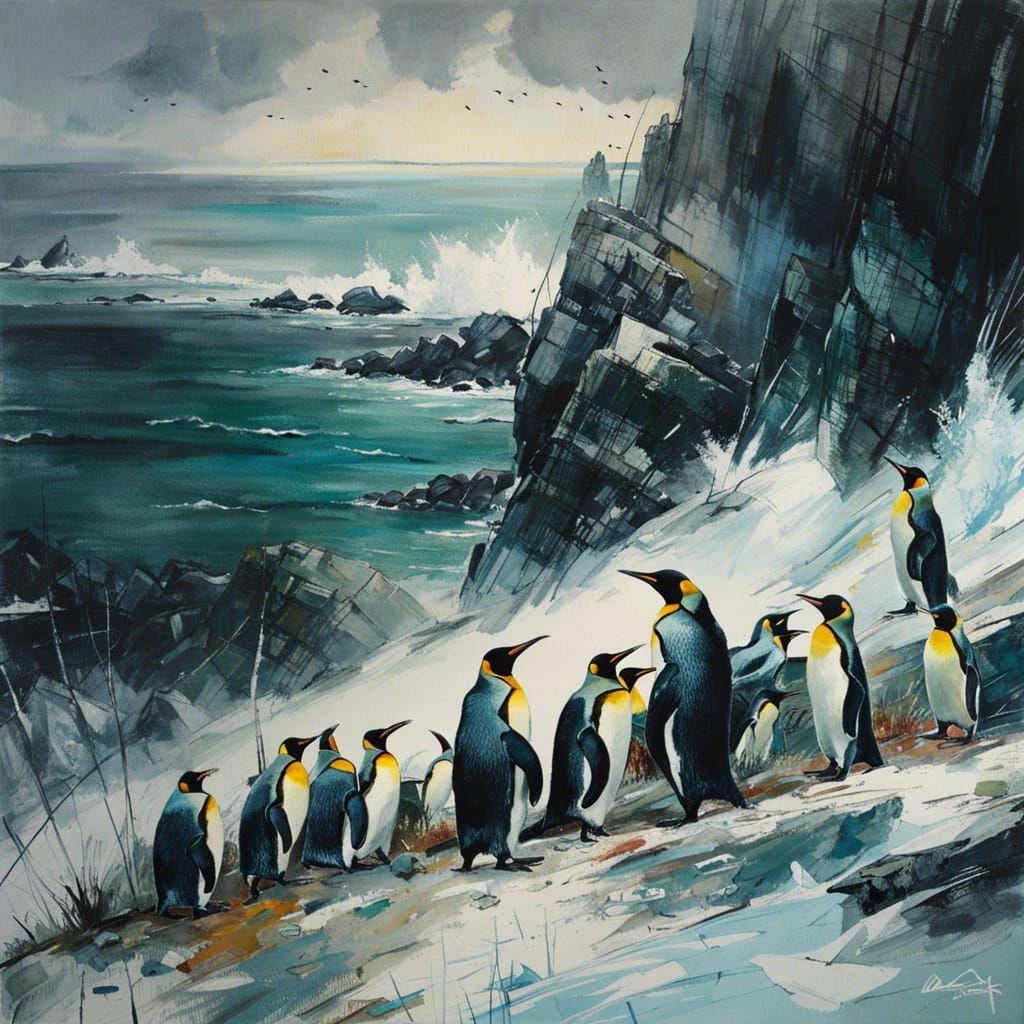 King penguins colony - AI Generated Artwork - NightCafe Creator