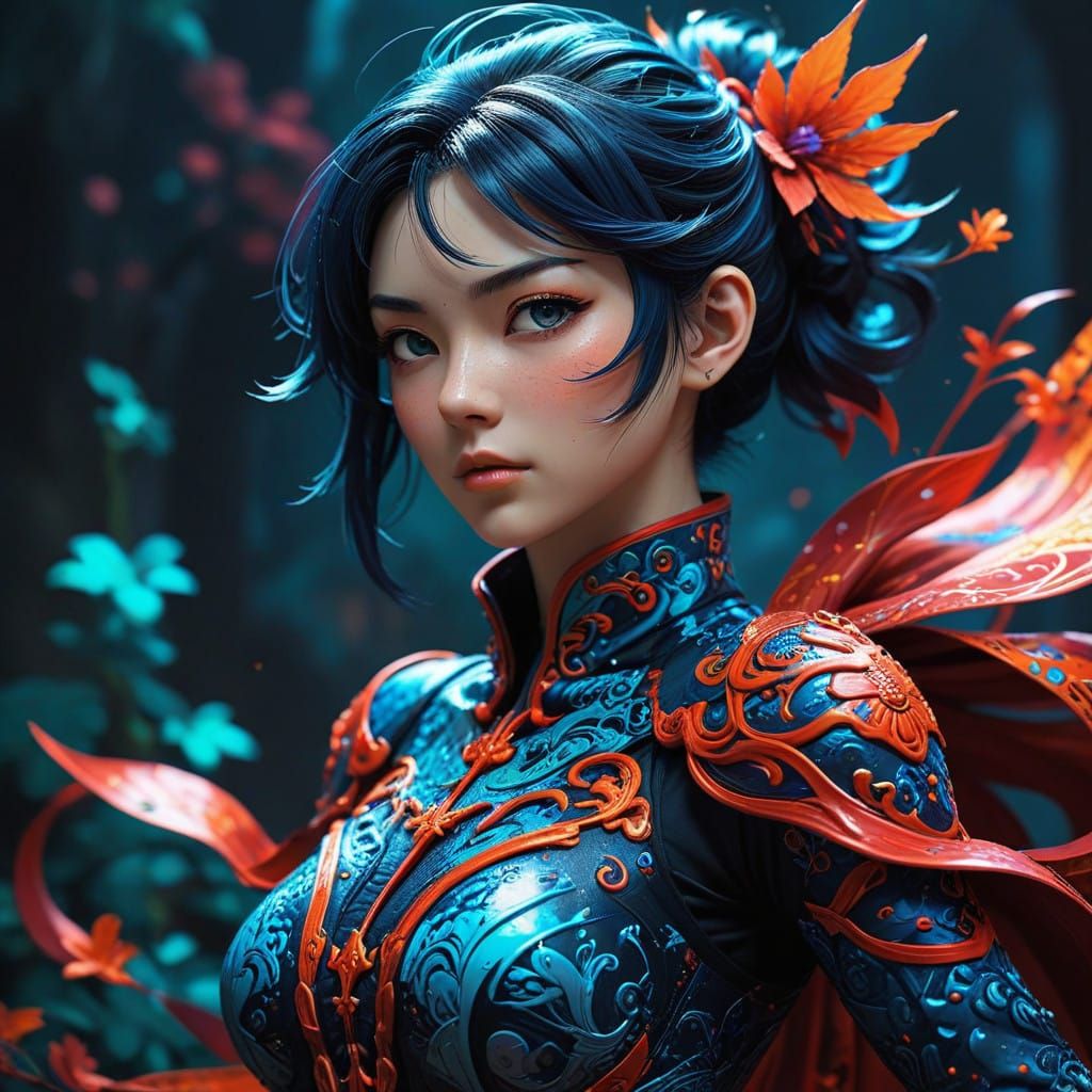 Elegant Fantasy Lady in Manga-Inspired Style - AI Art