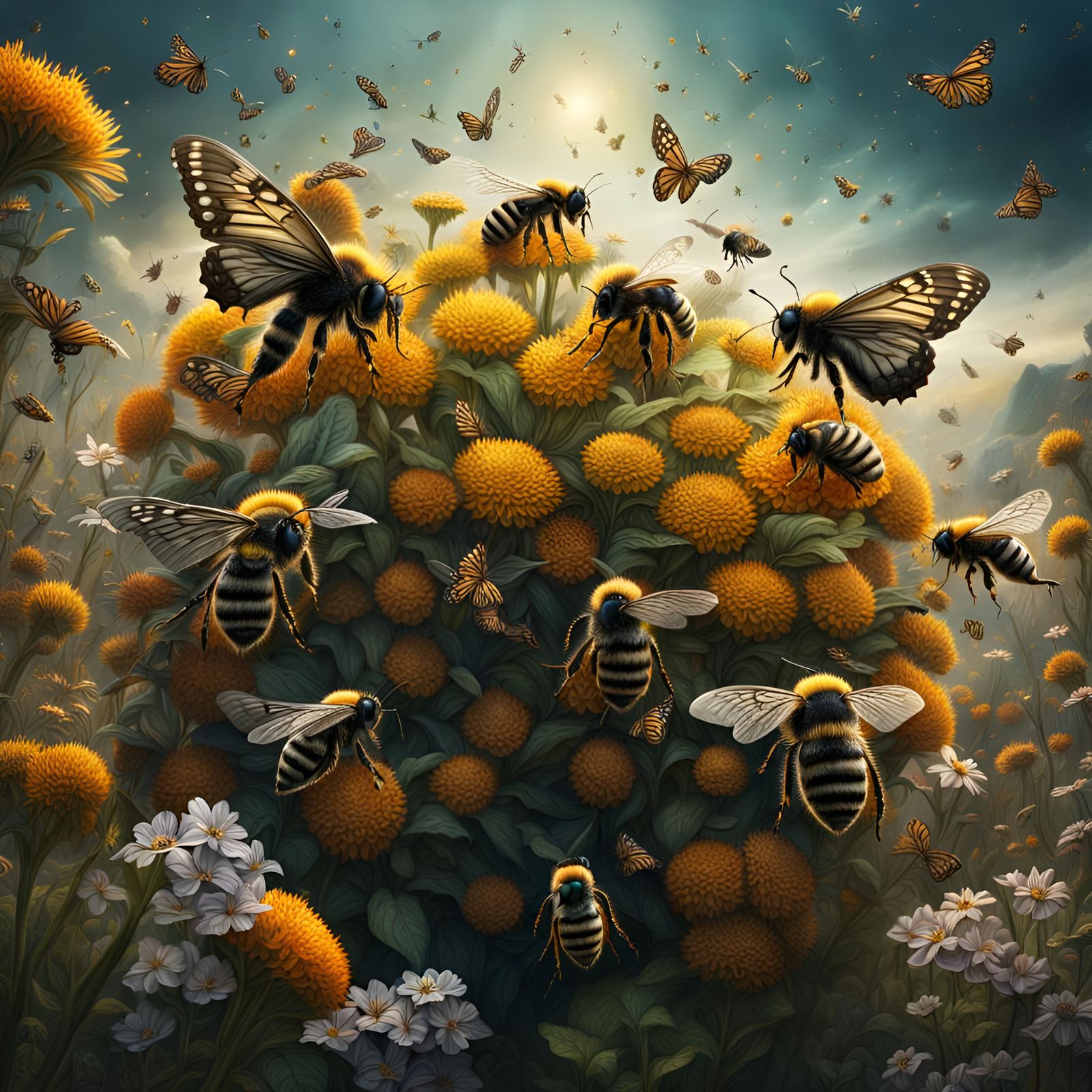 Cross-pollinating butterfly bees - AI Generated Artwork - NightCafe Creator