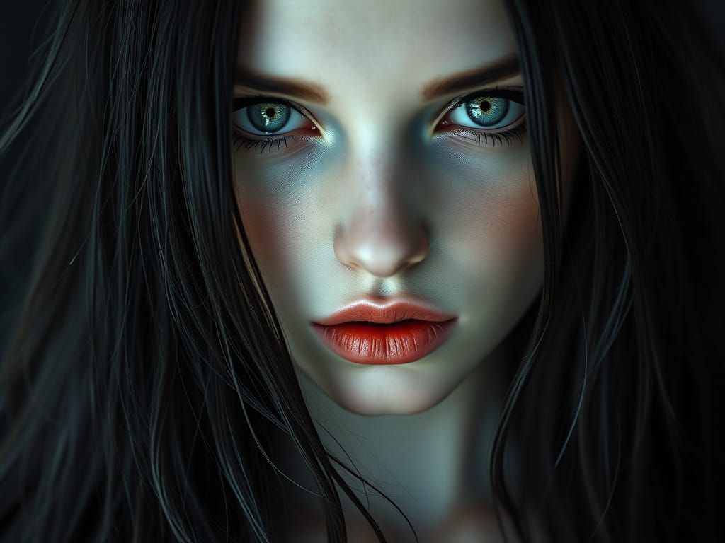 Ethereal Vampire Banshee Queen in Dark Energy Aura - AI Art