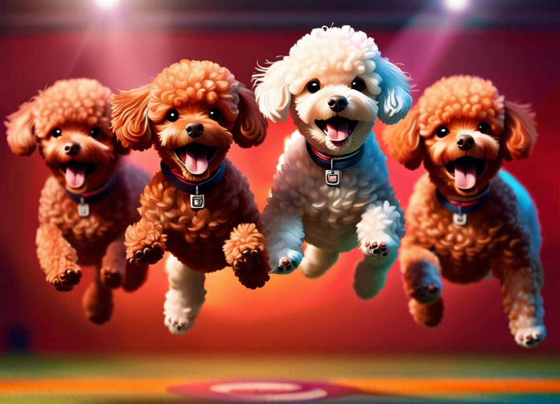 Pouncing Poodles - AI Generated Artwork - NightCafe Creator