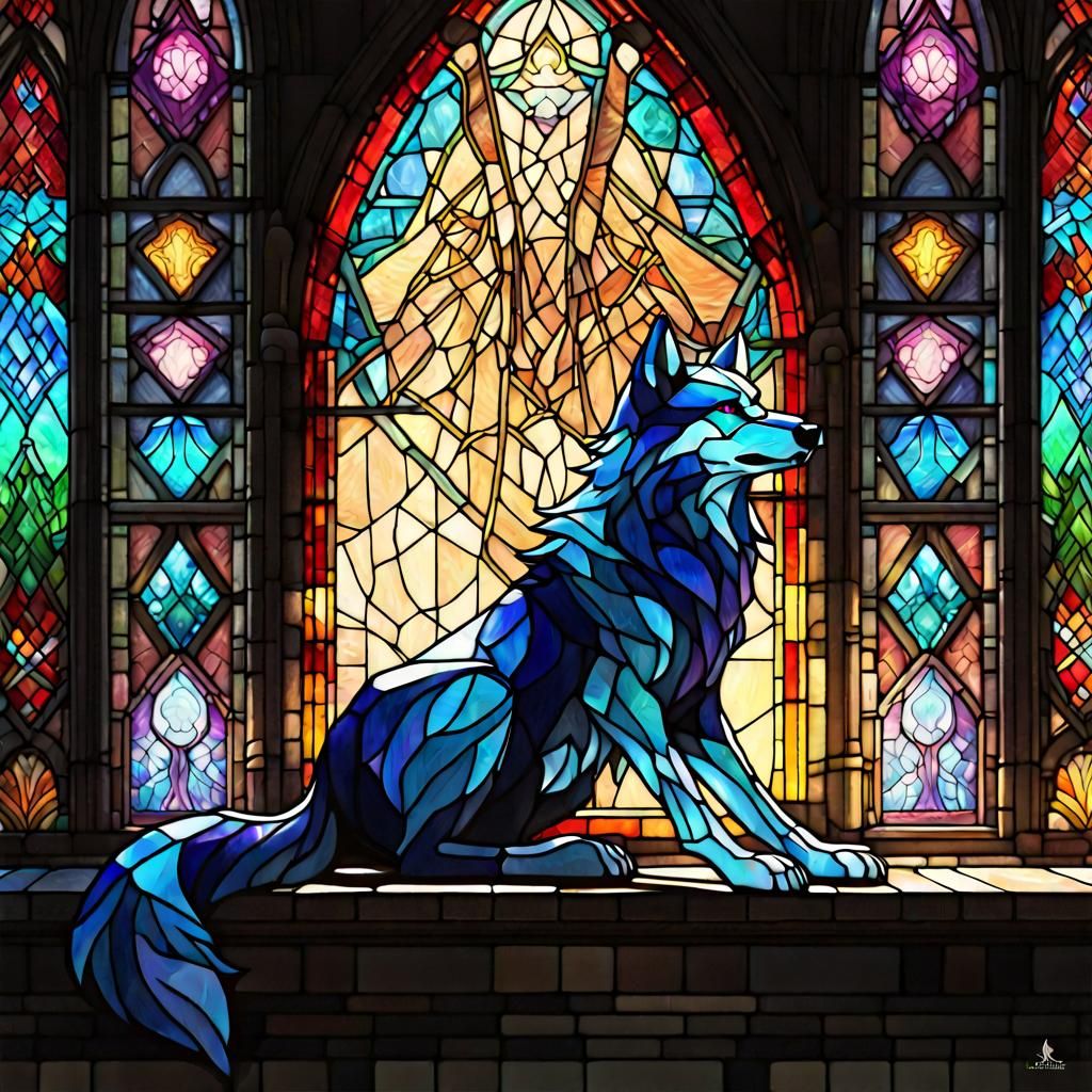 Stained Glass Wolf - AI Generated Artwork - NightCafe Creator