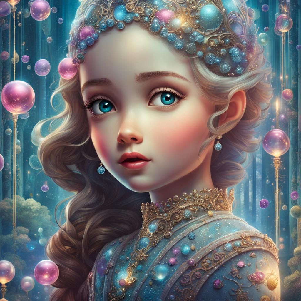 Digital illustration of an Adorable chibi princess dancing in a ...