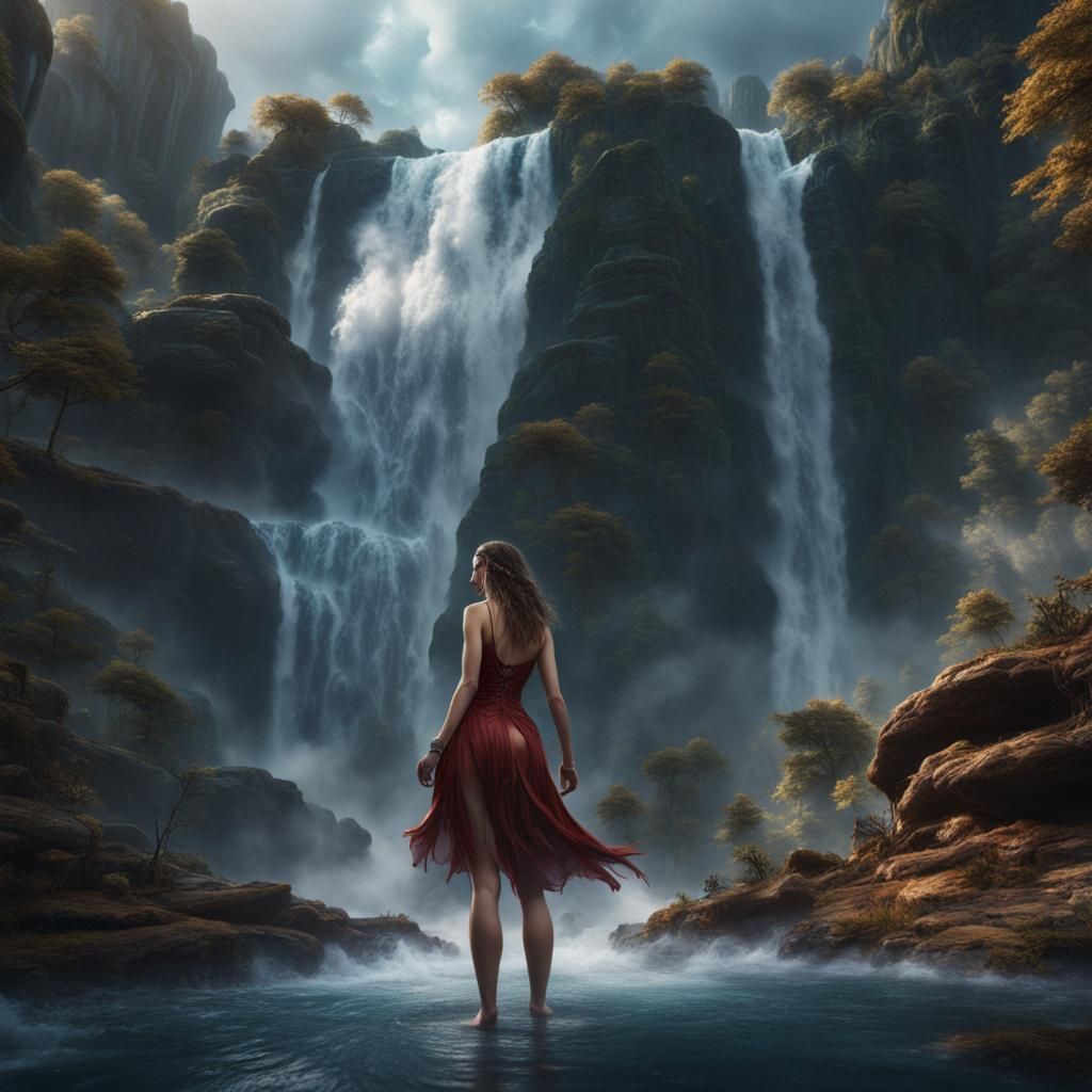 water fall - AI Generated Artwork - NightCafe Creator